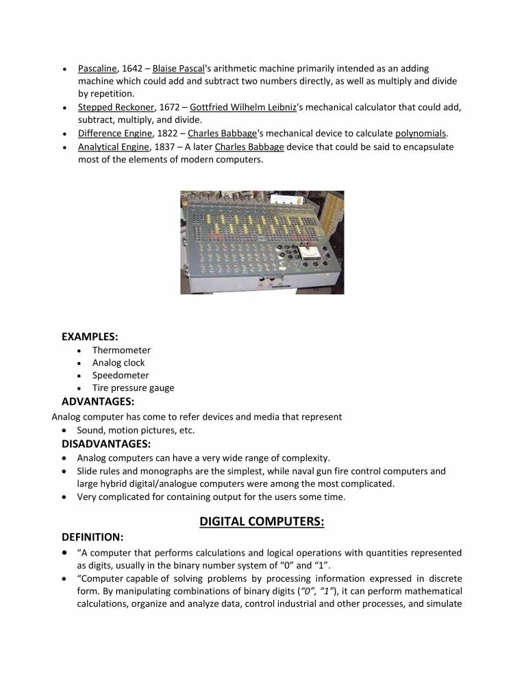 Examples Of Digital Computer
