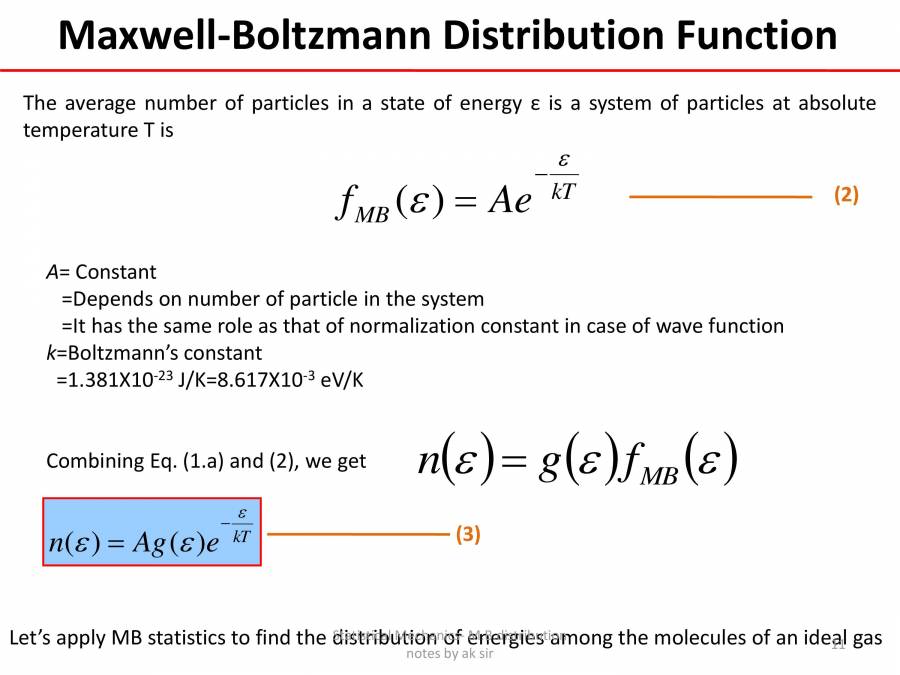 Maxwell Boltzmann (M.B) Distribution - Notes - LearnPick India