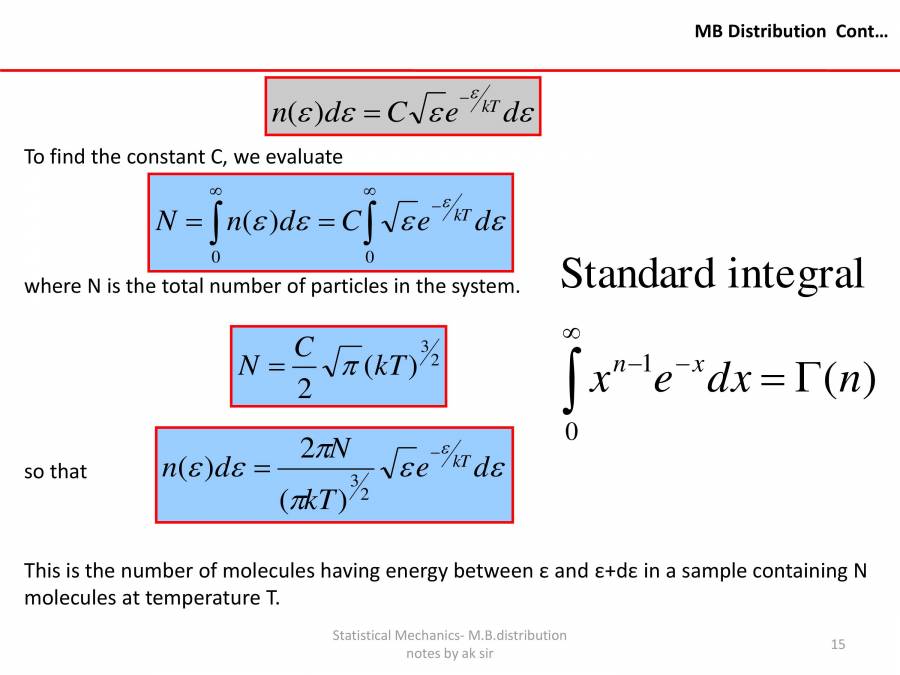 Maxwell Boltzmann (M.B) Distribution - Notes - LearnPick India