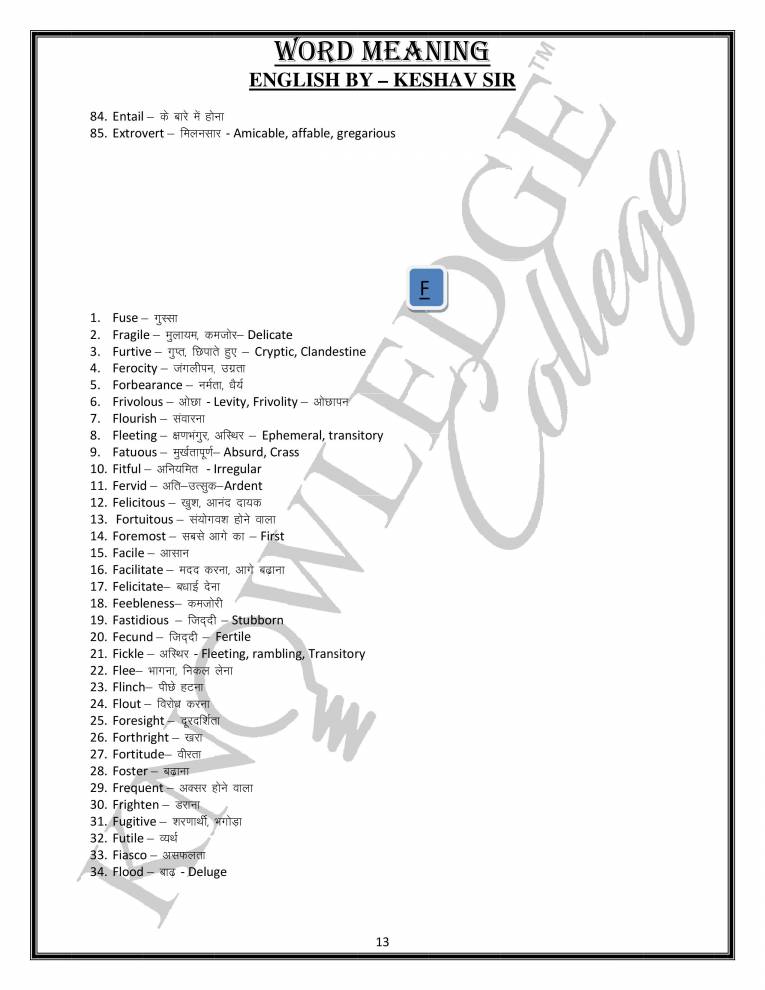 English Word Meanings. - Notes - LearnPick India
