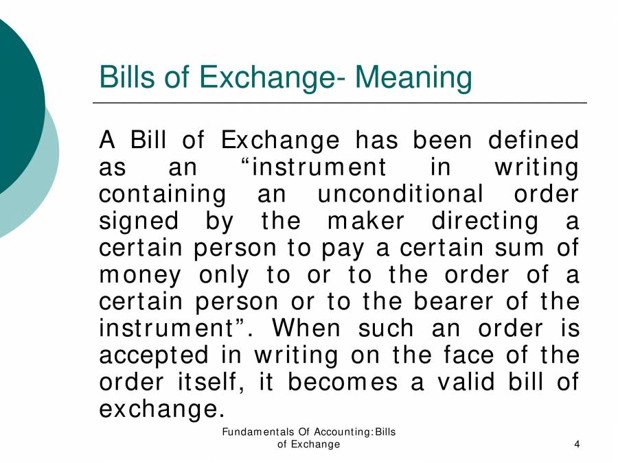 BIll Of Exchange - Fundamentals Of Accounts - Class XI - Notes ...
