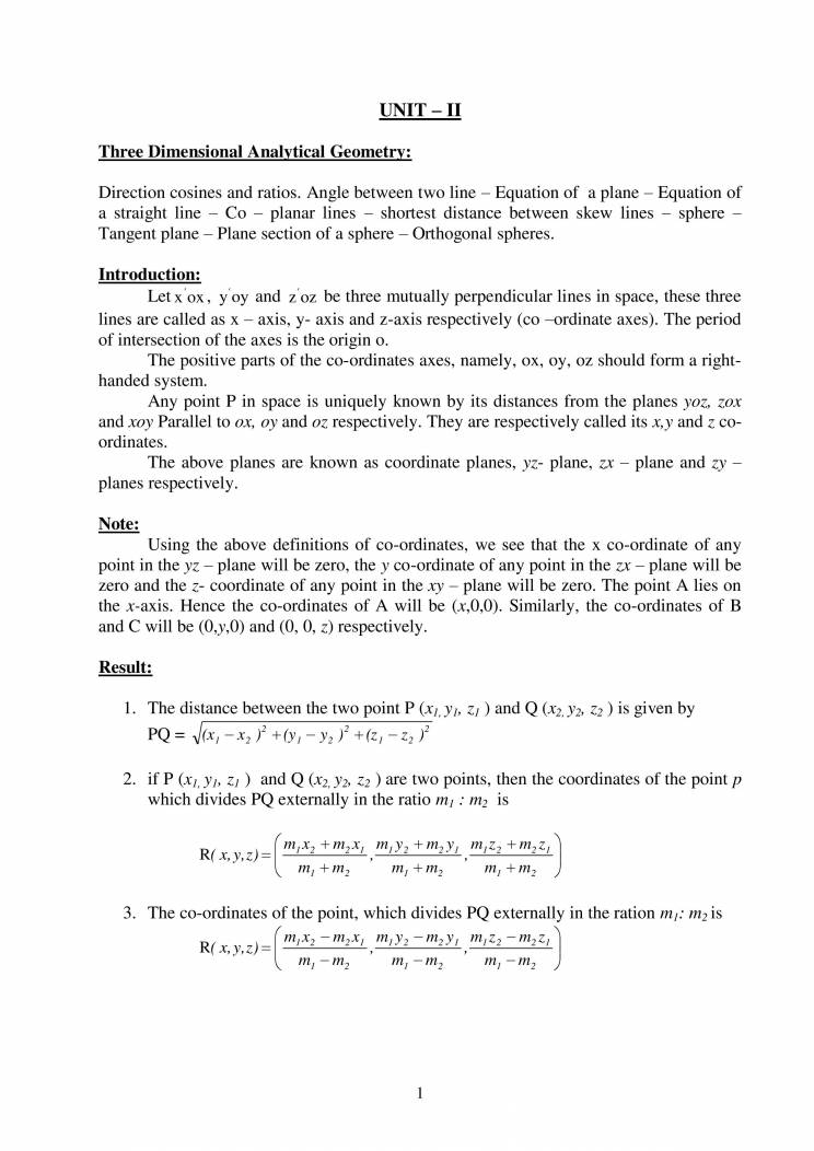 Analytical Geometry - Notes - LearnPick India