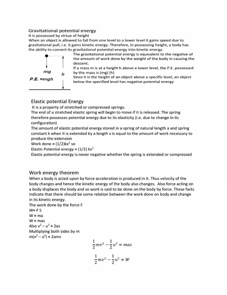 Work Energy Power - Notes - LearnPick India
