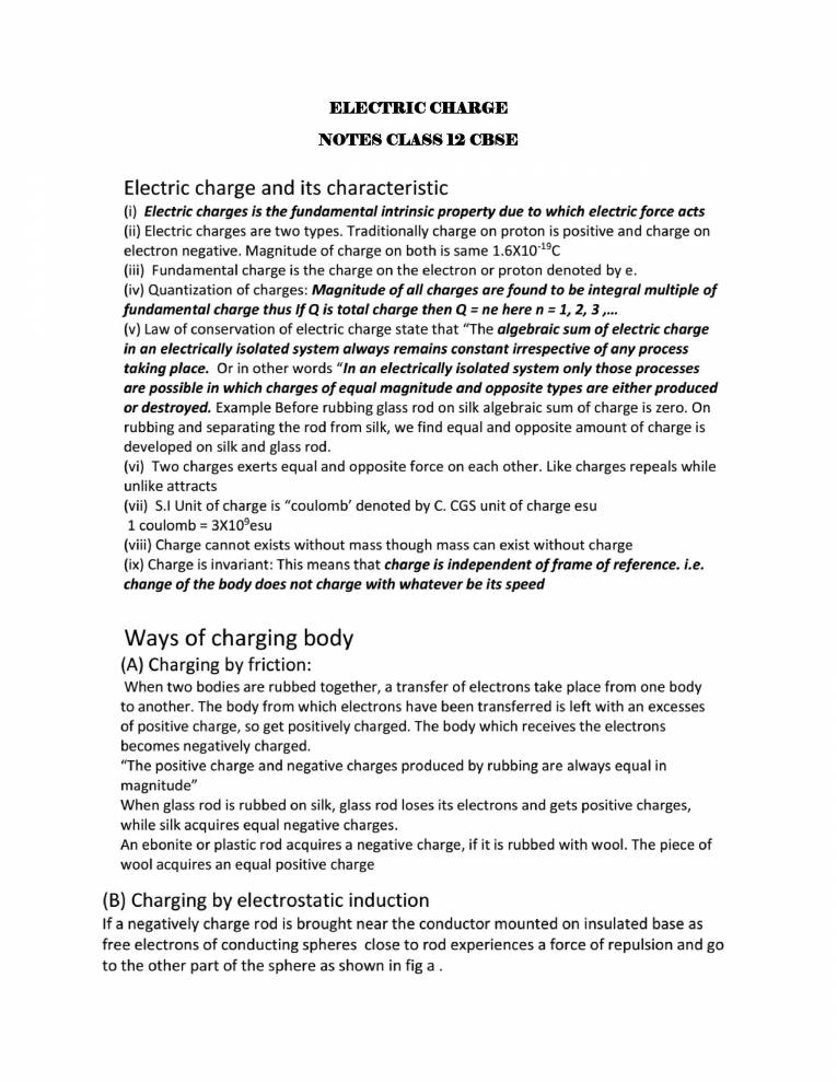 Electric Charge - Notes - LearnPick India