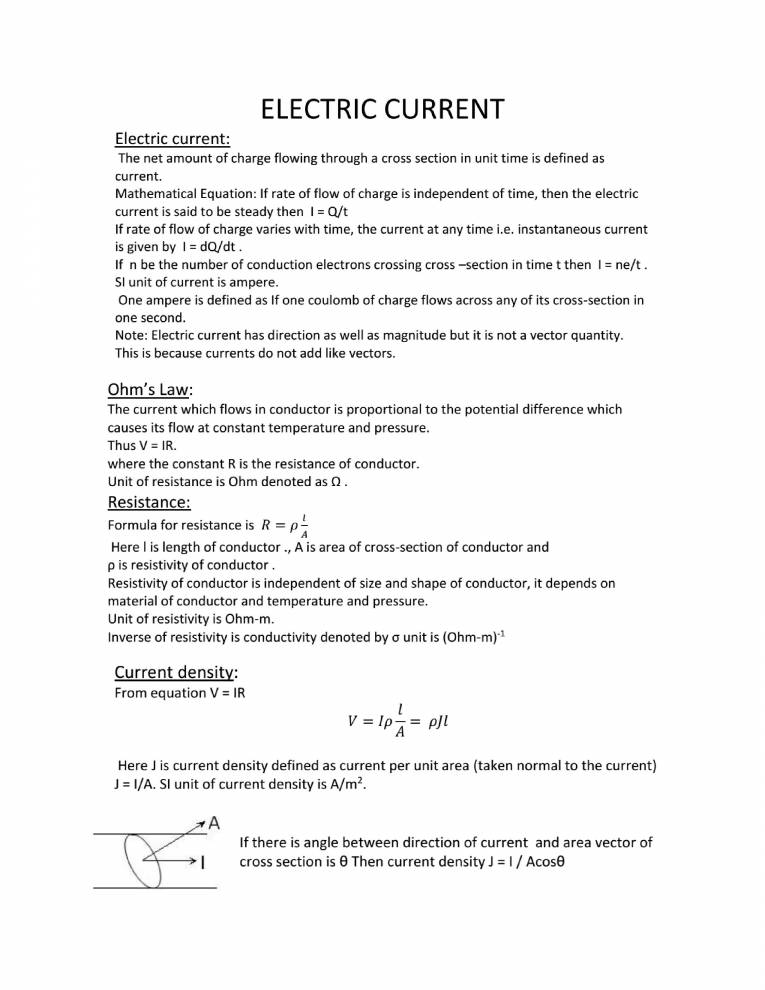 Electric Current - Notes - LearnPick India