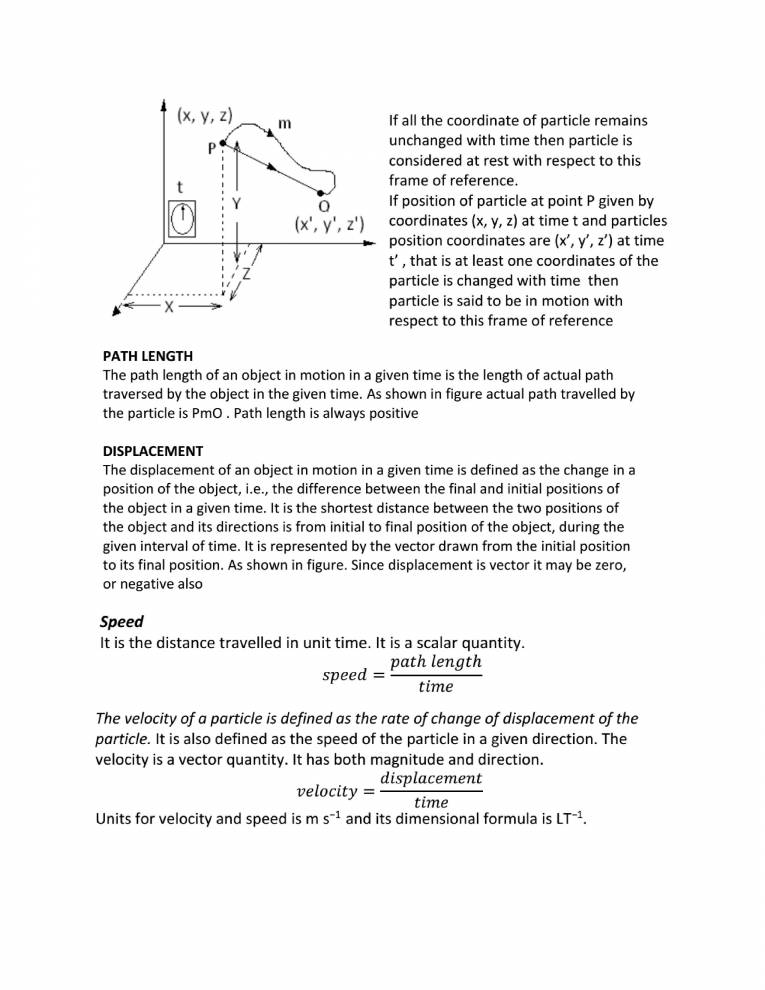 Motion In One Dimension - Notes - LearnPick India