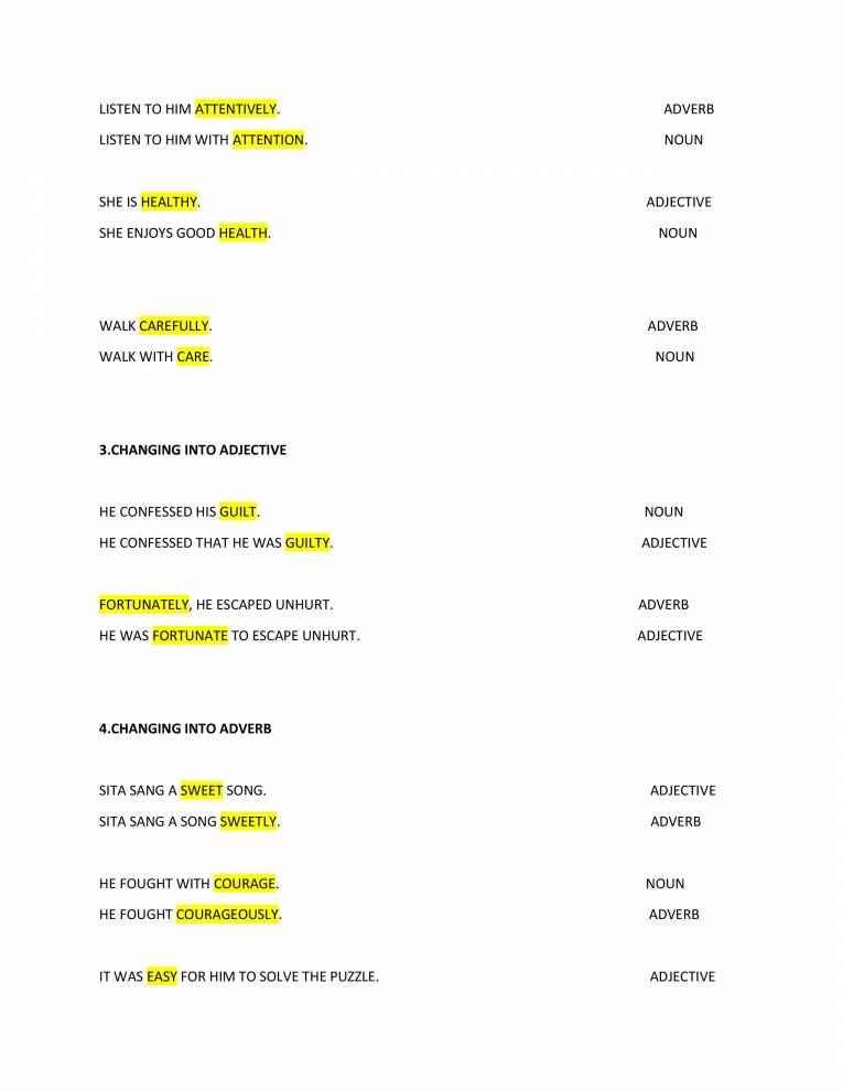Interchange Of Parts Of Speech - Notes - LearnPick India