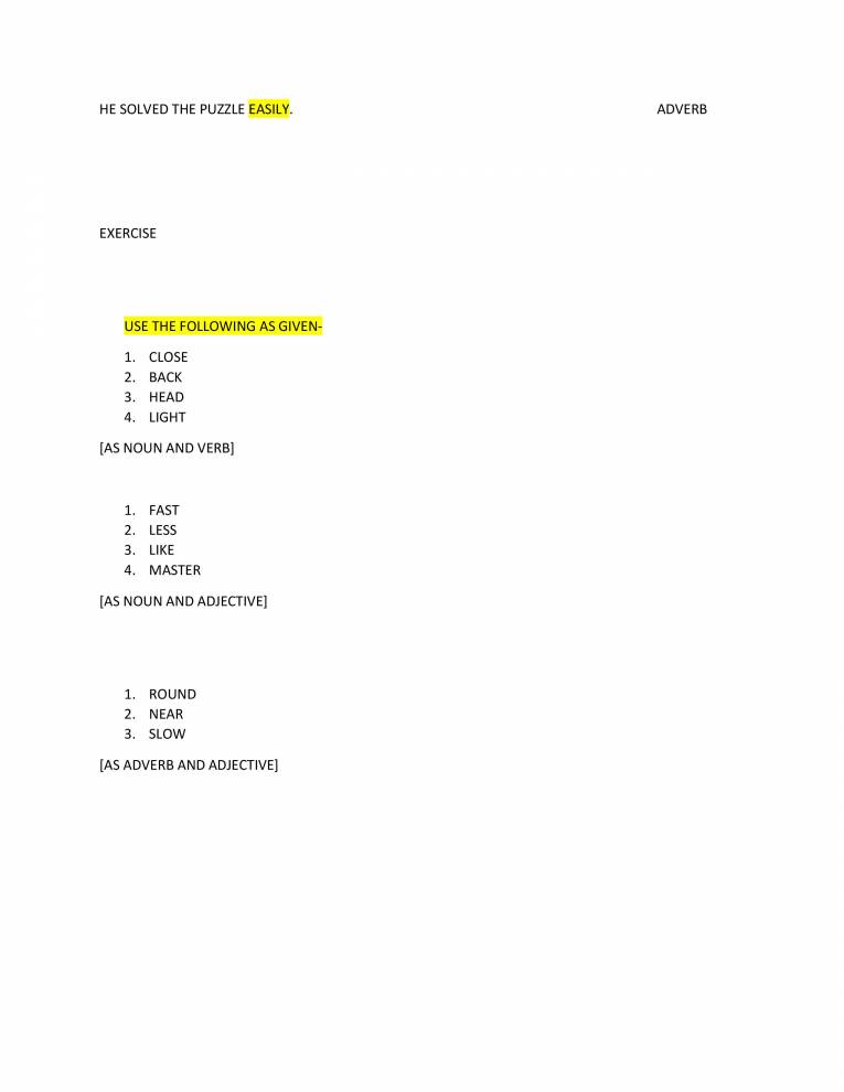 Interchange Of Parts Of Speech - Notes - LearnPick India