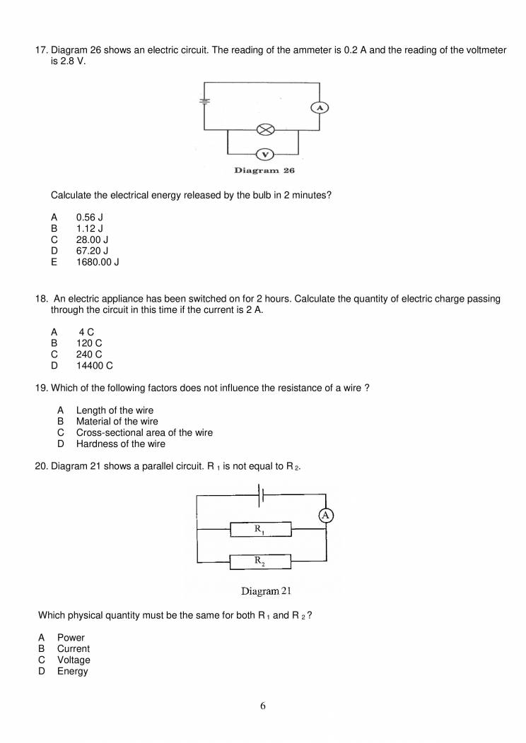 Electricity , Direct Current, Practical Electricity - Worksheets ...