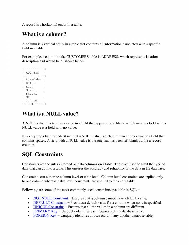 RDBMS Concepts - Notes - LearnPick India