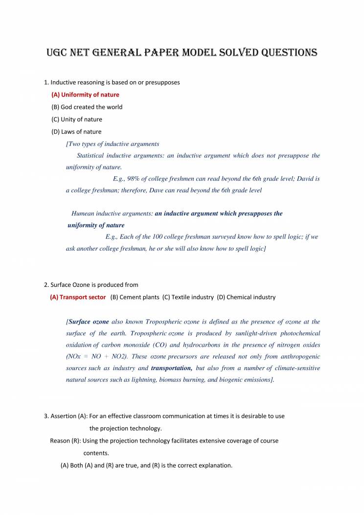 UGC NET QUESTIONS ON GENERAL PAPER - Notes - LearnPick India