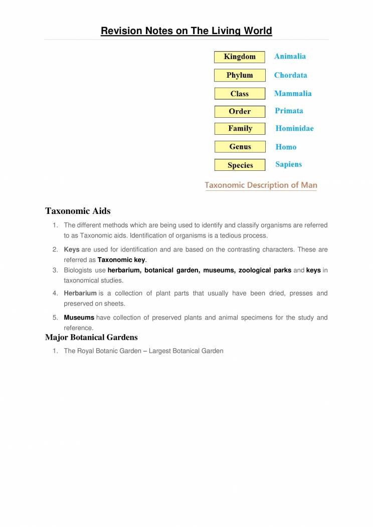 Biology - The Living World - Notes - LearnPick India