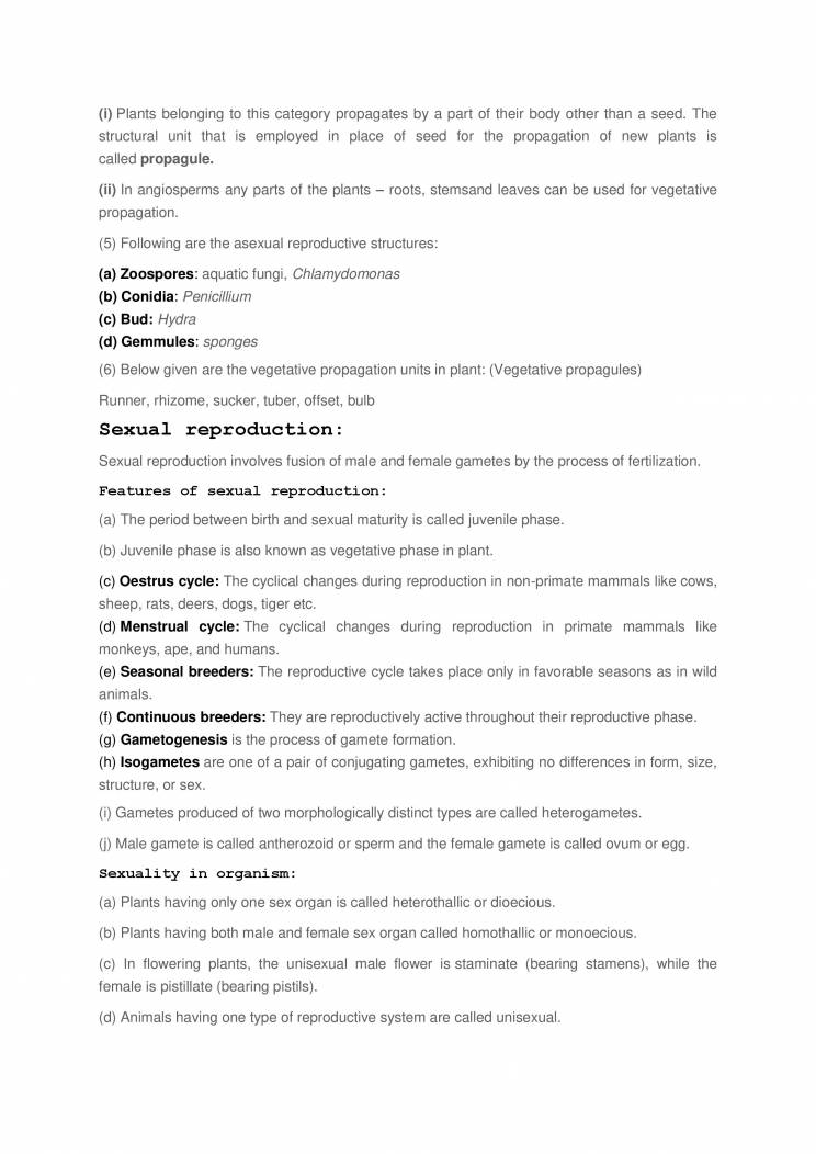 Biology - Reproduction In Organisms - Notes - LearnPick India