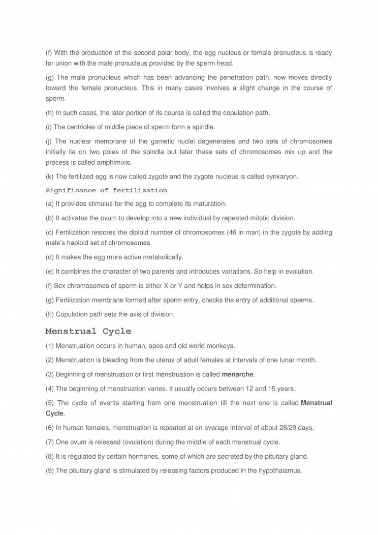 Biology - Human Reproduction - Notes - LearnPick India