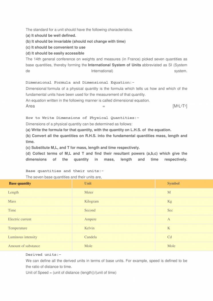 Physics - Dimension Analysis - Notes - LearnPick India