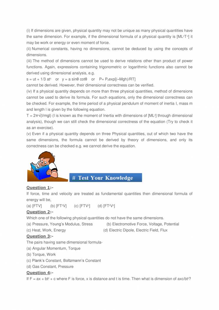 Physics - Applications Of Dimensions - Notes - LearnPick India