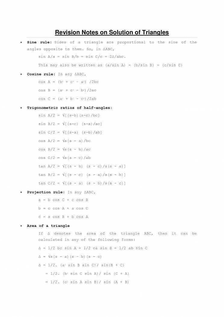 Mathematics - Triangles - Notes - LearnPick India