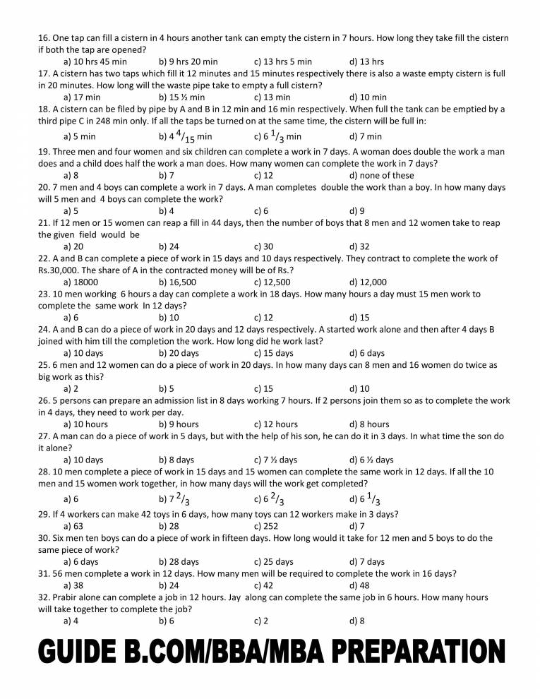 GUIDE MAT PRACTICE TIME & WORK - Notes - LearnPick India