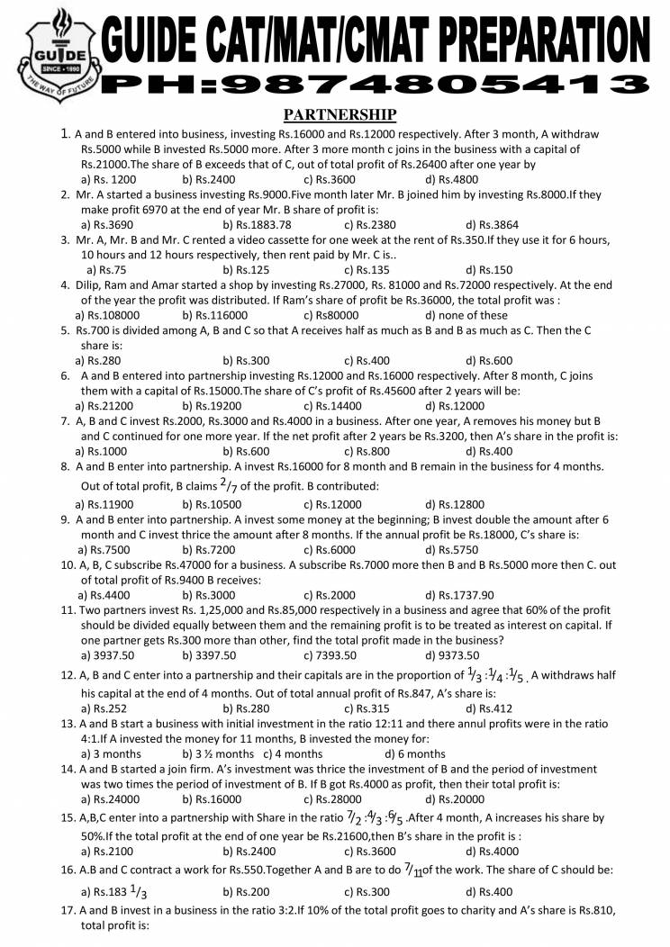 Guide Mat Practice Partnership - Notes - LearnPick India