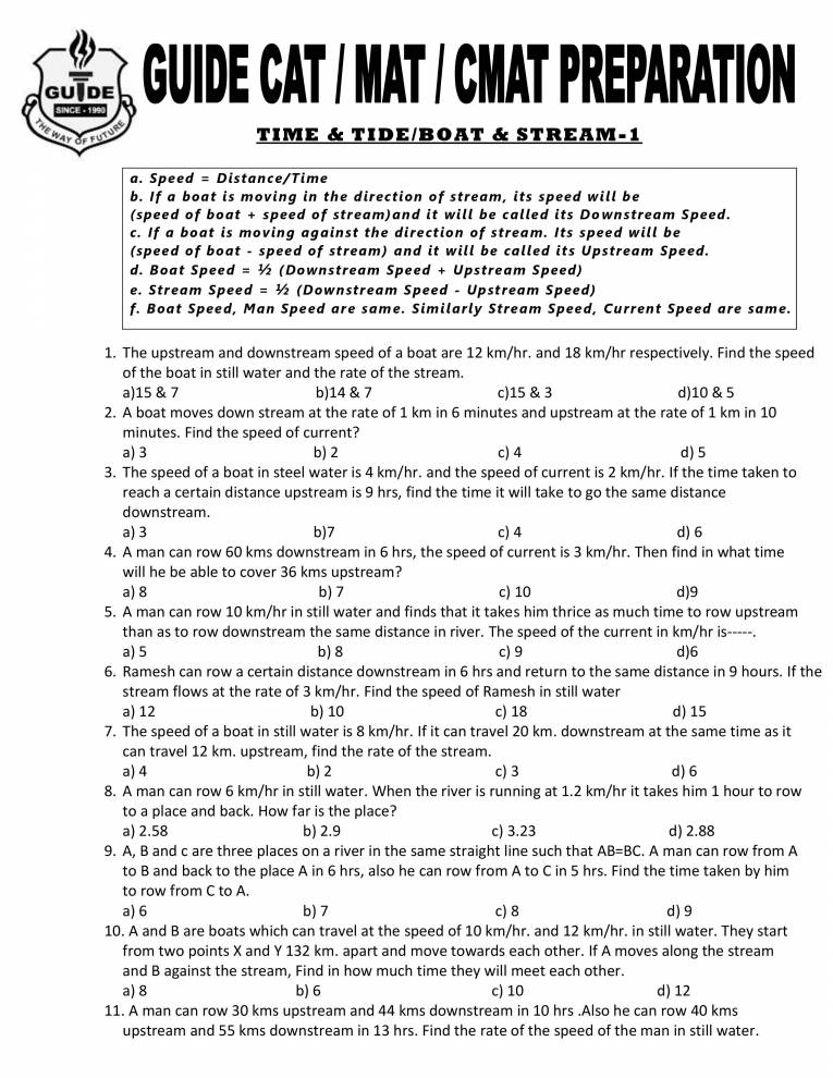 GUIDE MAT PRACTICE BOAT-STREAM - Notes - LearnPick India