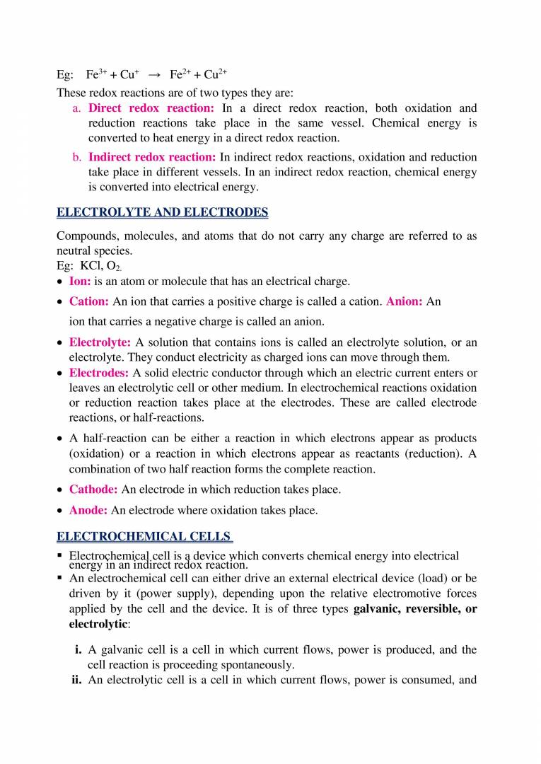 Electro Chemistry - Notes - LearnPick India