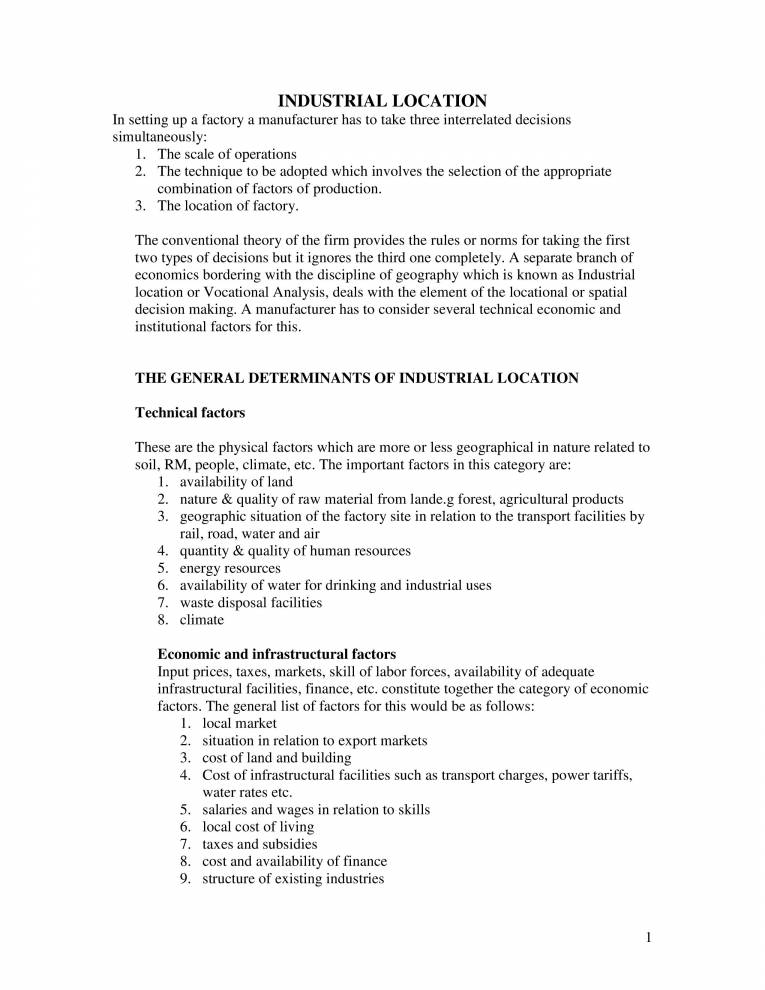 Industrial Location - Notes - LearnPick India