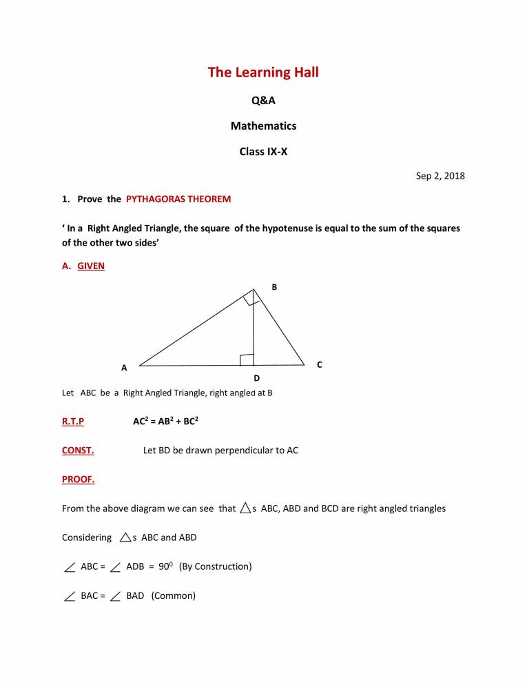 An Important Theorem In Mathematics - Notes - LearnPick India