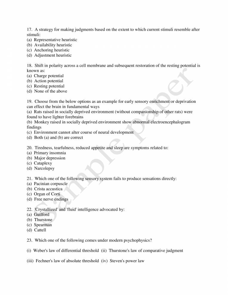 Sample Questions For UGC NET Psychology - Notes - LearnPick India