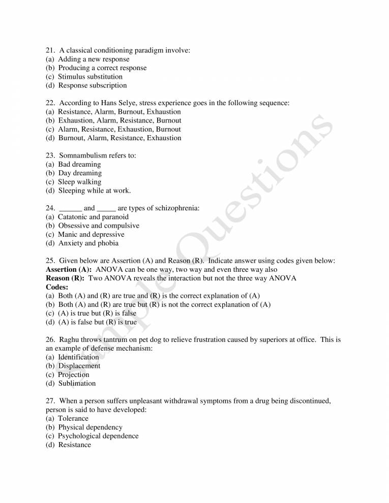 Sample Questions For UGC NET Psychology - Notes - LearnPick India
