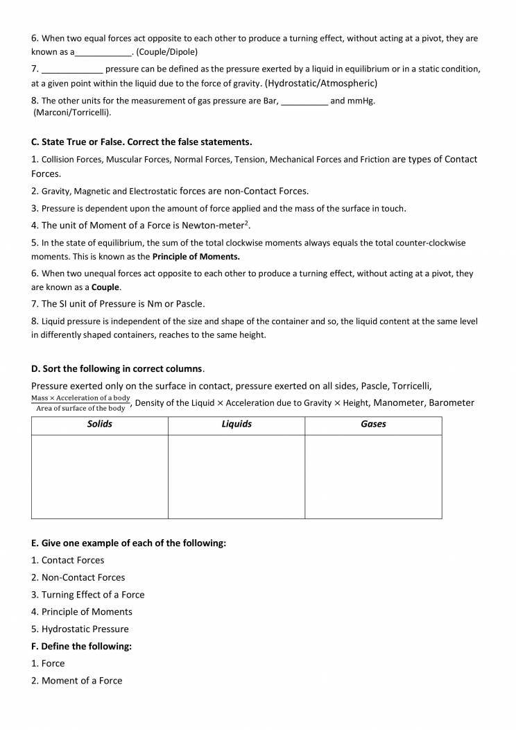 Force And Pressure - Notes - LearnPick India