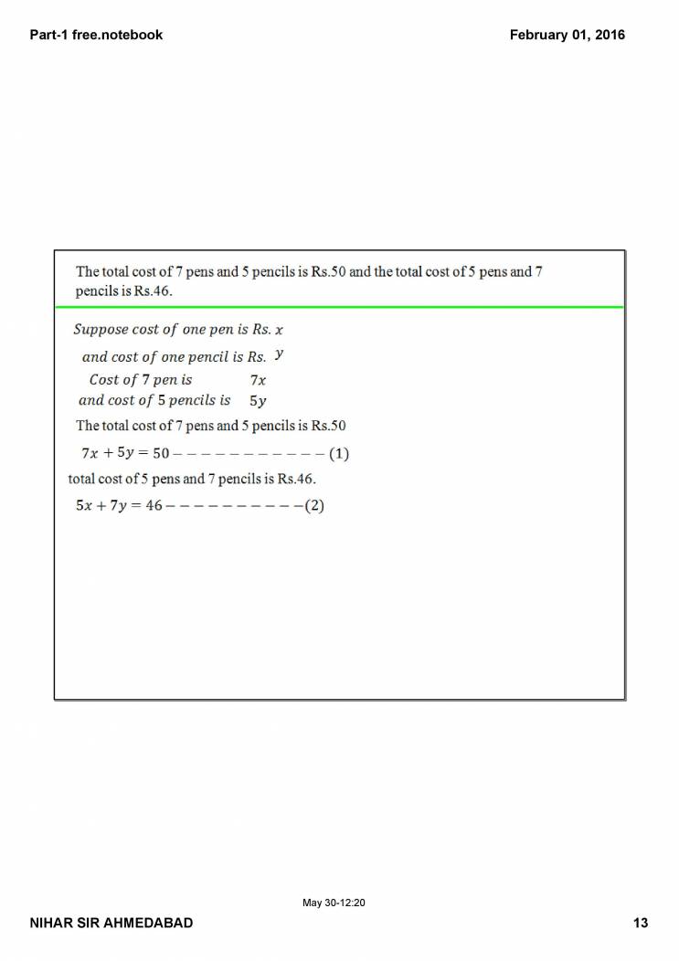 Linear Systems With Two Variables (FORMING EQUATION) - Notes ...