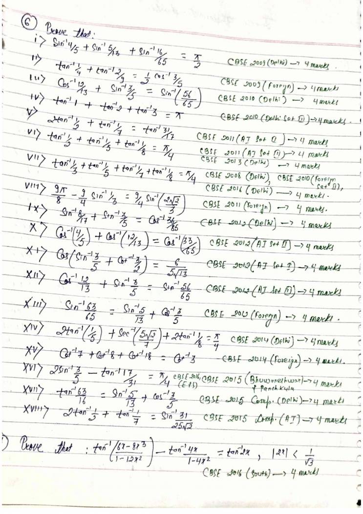 Inverse Trigonometric Function - Notes - LearnPick India