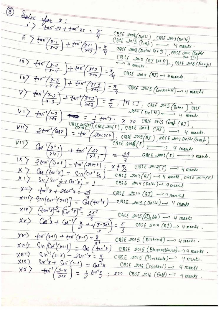 Inverse Trigonometric Function - Notes - LearnPick India