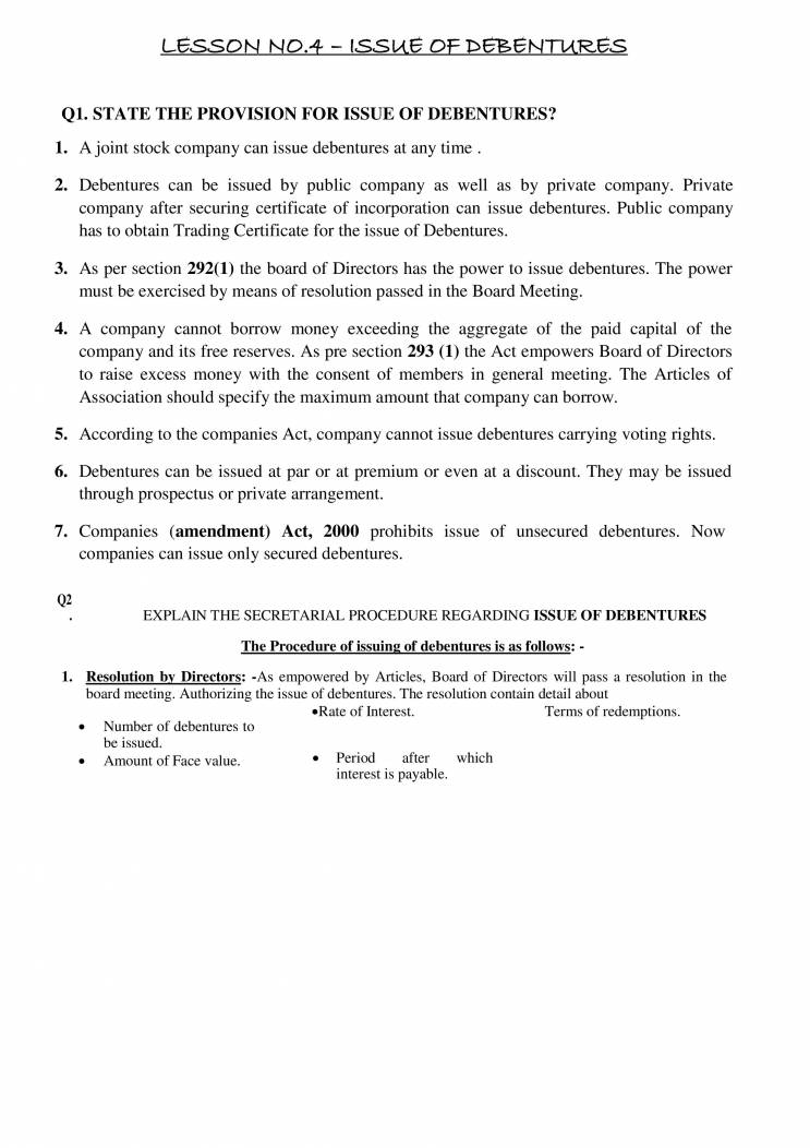 SP - HSC - TOPIC - DEBENTURES - Notes - LearnPick India