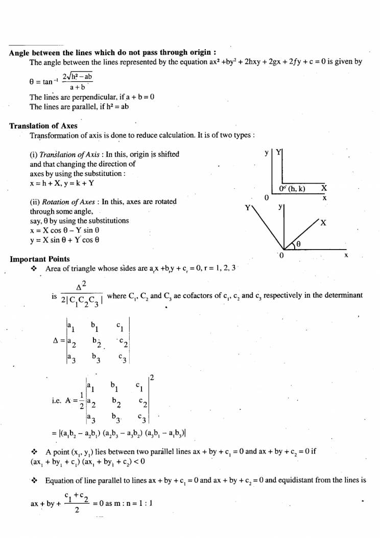 Study Material On Straight Lines - Notes - LearnPick India