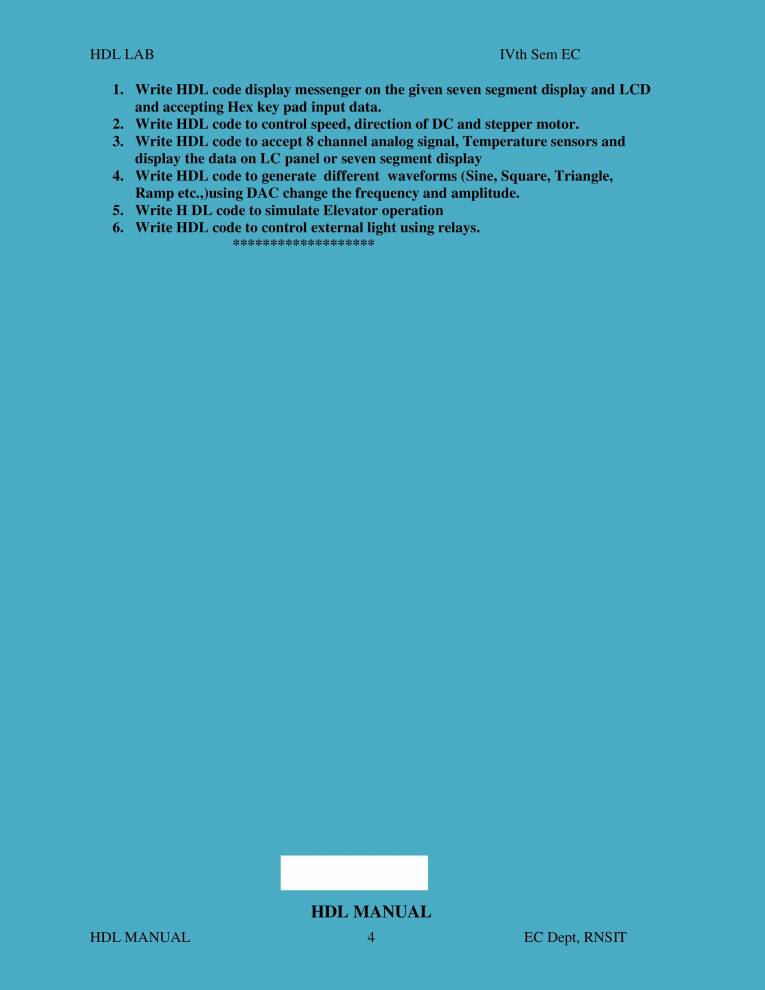 HDL Lab Manual - Notes - LearnPick India