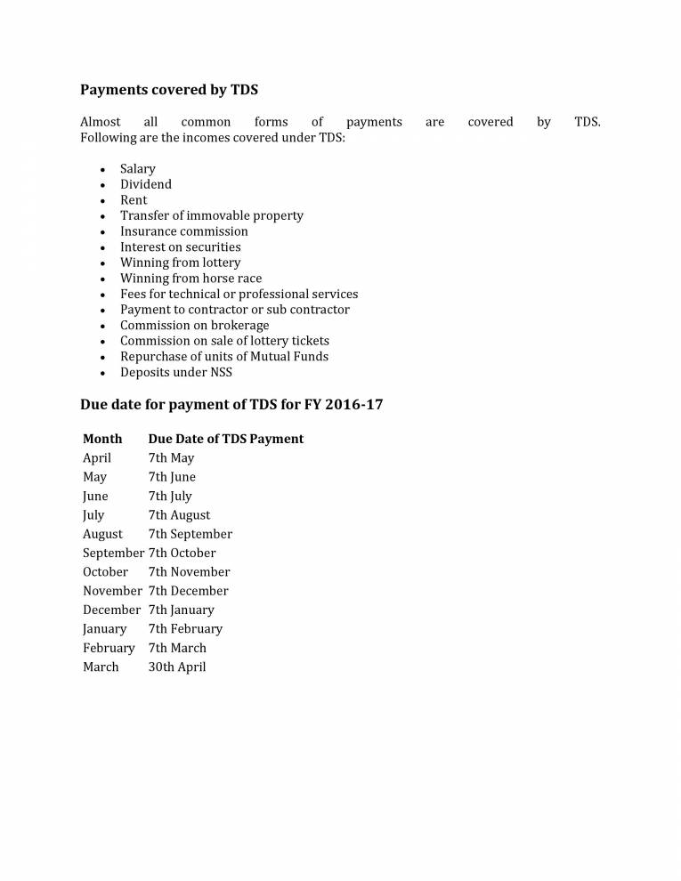 Short Notes On TDS Rates - Notes - LearnPick India