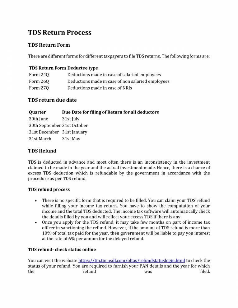 Short Notes On TDS Rates - Notes - LearnPick India