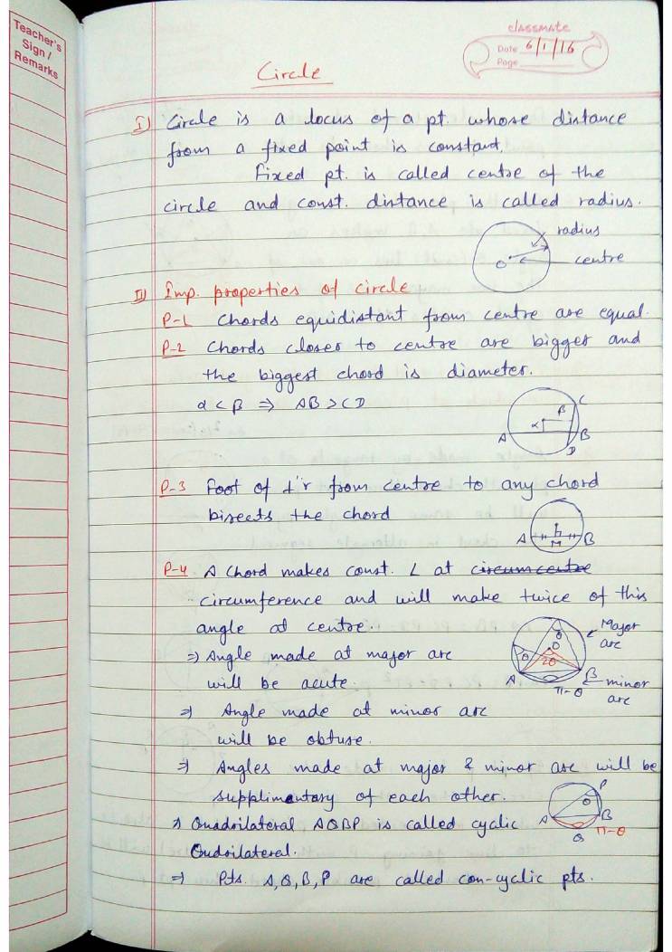 Circle IIT JEE MATHEMATICS - Notes - LearnPick India