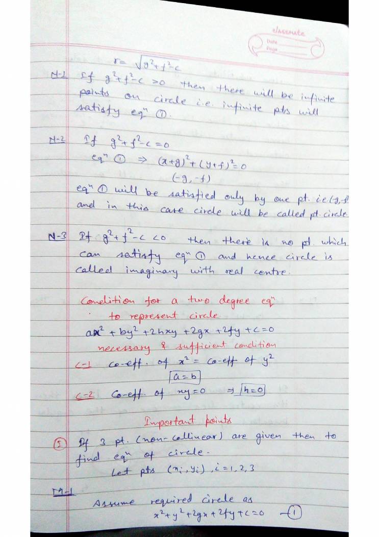 Circle IIT JEE MATHEMATICS - Notes - LearnPick India