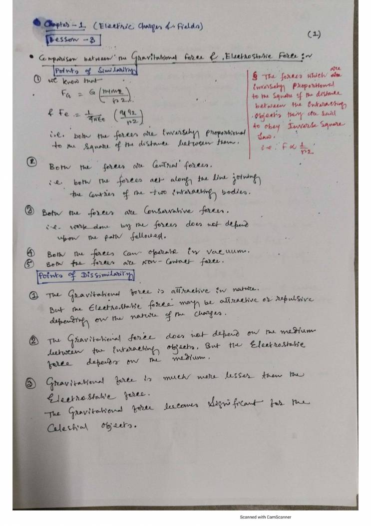 Note On Electric Charges And Electric Fields : Electric Field - Notes ...