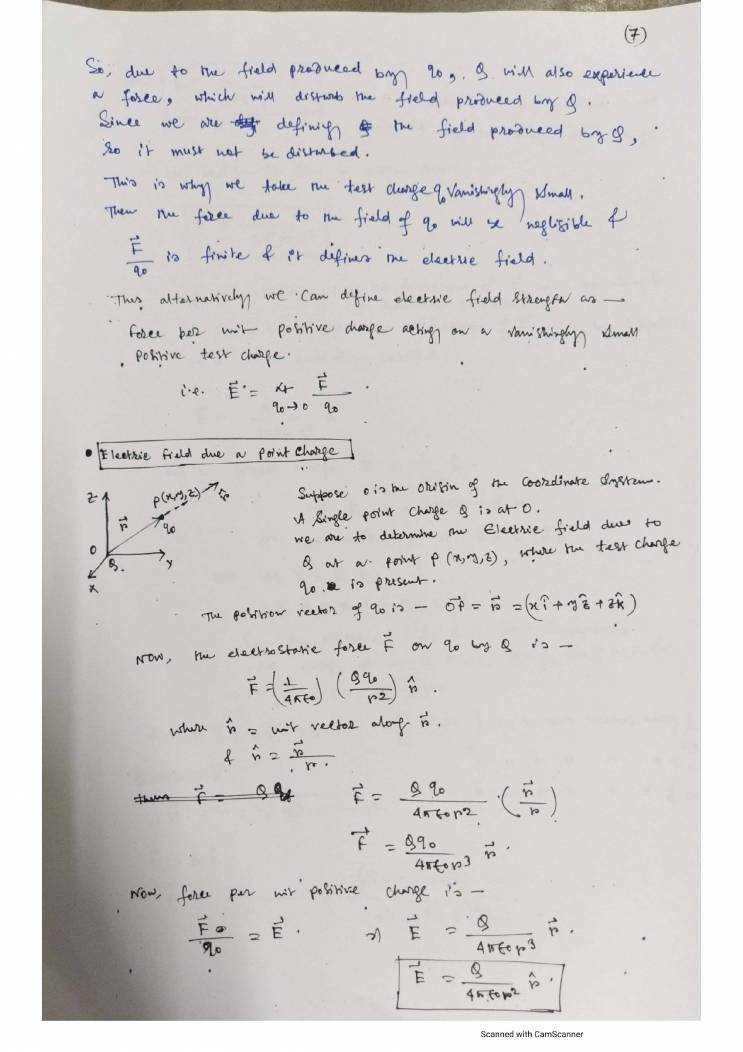 Note On Electric Charges And Electric Fields : Electric Field - Notes ...