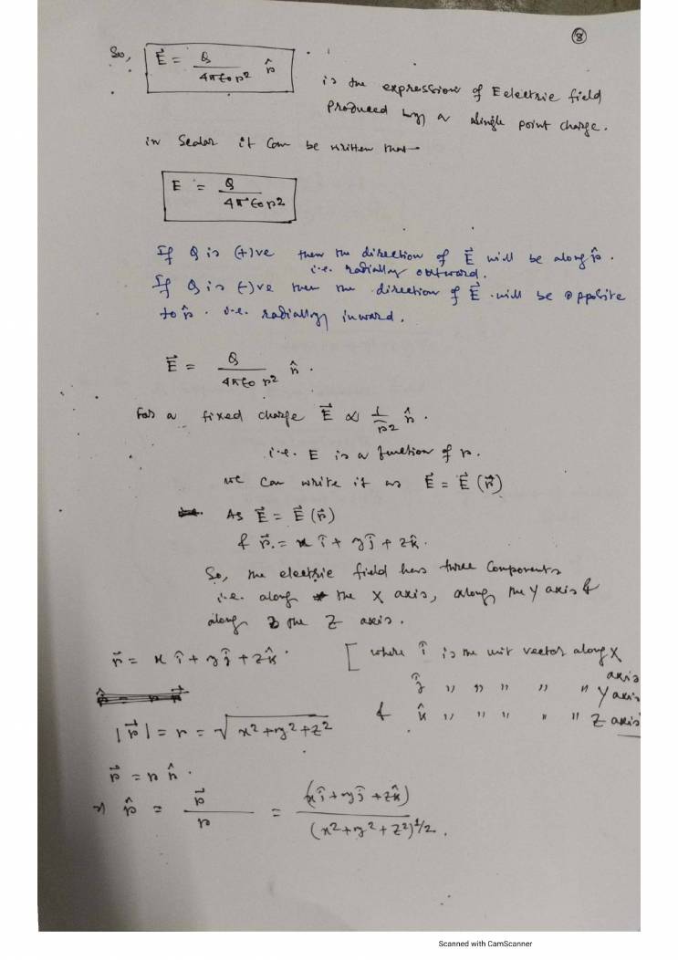 Note On Electric Charges And Electric Fields : Electric Field - Notes ...