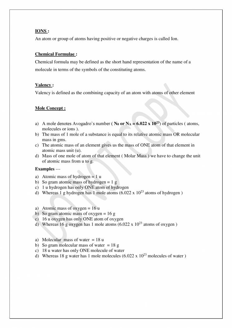 CHEMISTRY KEY POINTS - Notes - LearnPick India