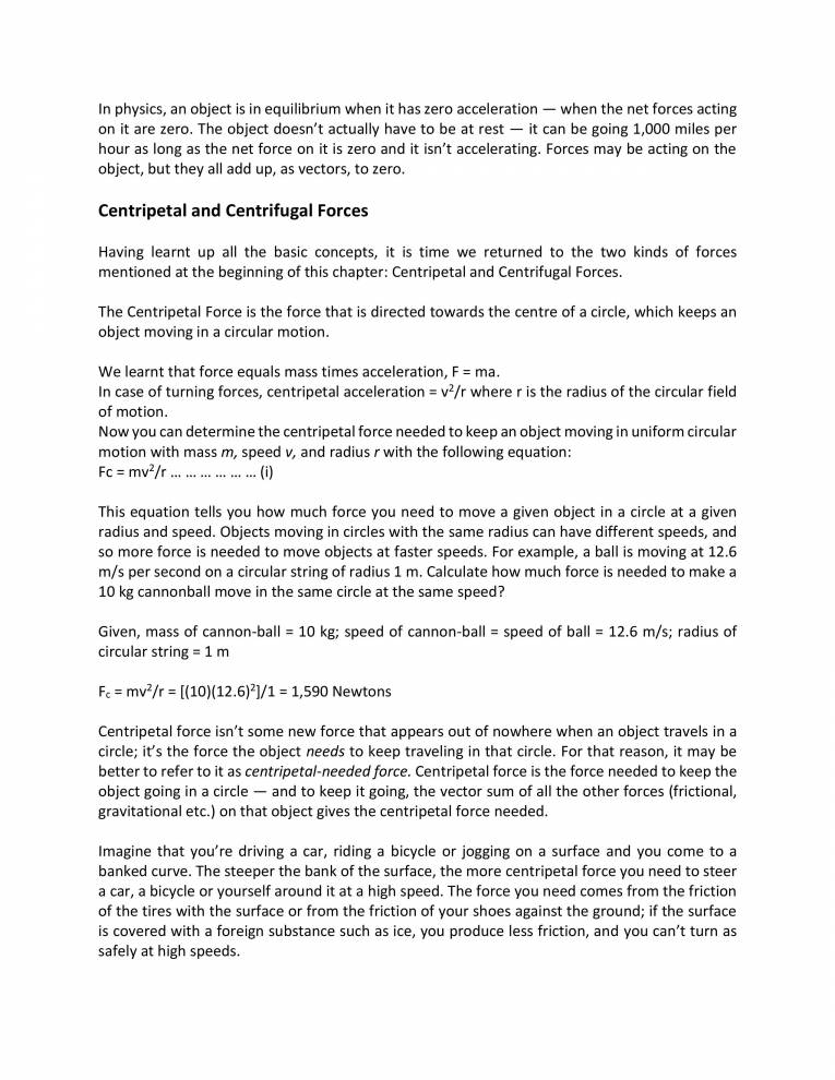 Notes On Force And Motion - Notes - LearnPick India