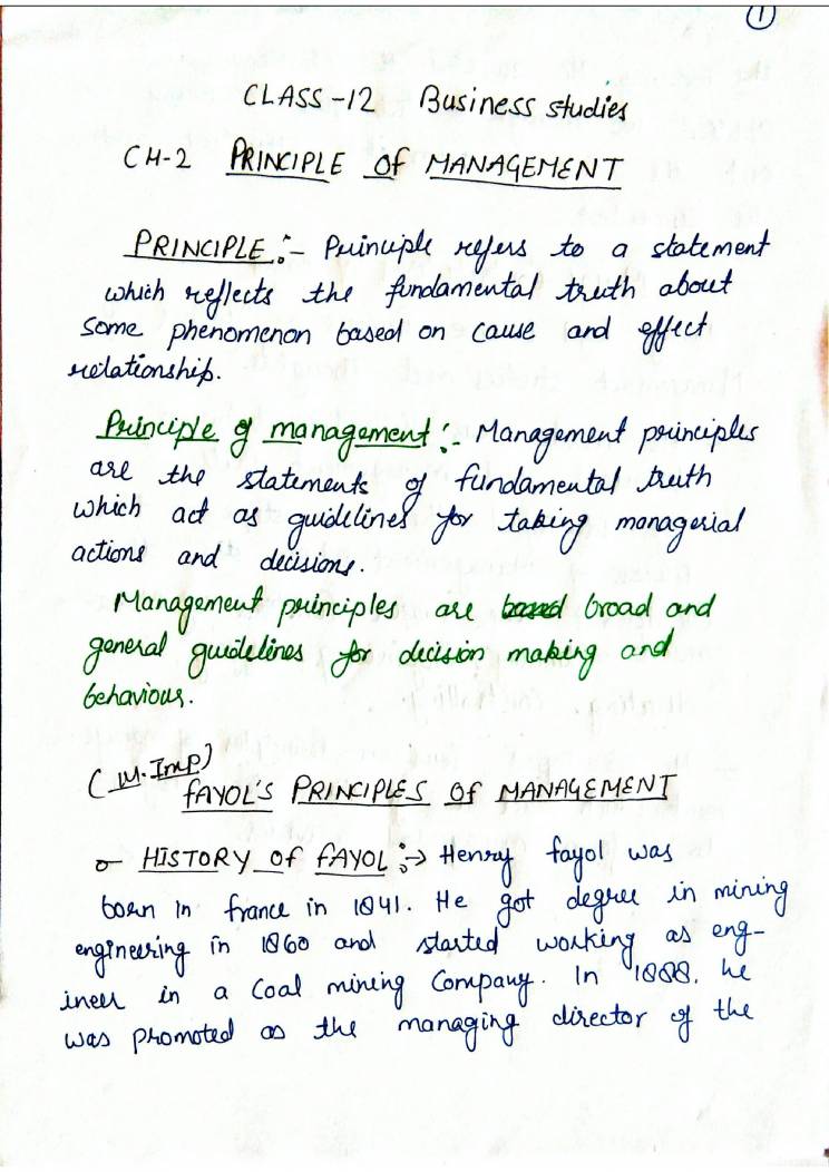 Notes On Business Studies For Class 12 - Notes - LearnPick India