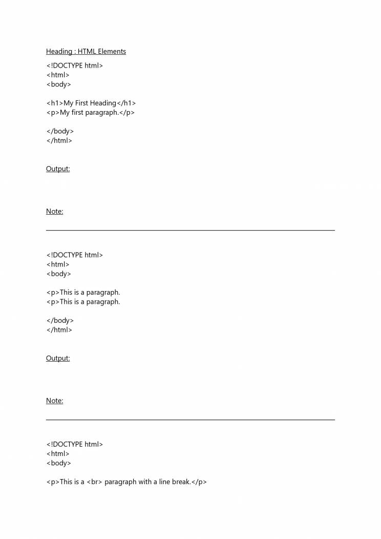 Notes On HTML Programs - Notes - LearnPick India