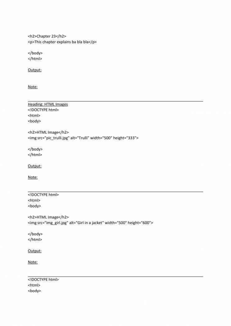 Notes On HTML Programs - Notes - LearnPick India