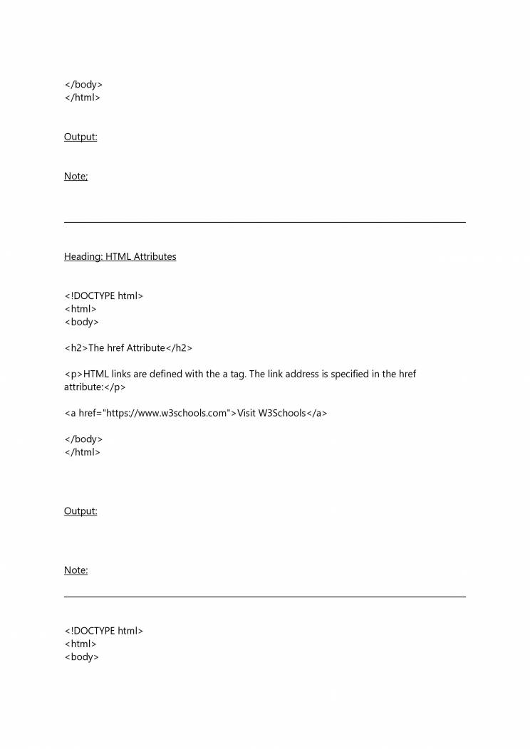 Notes On HTML Programs - Notes - LearnPick India