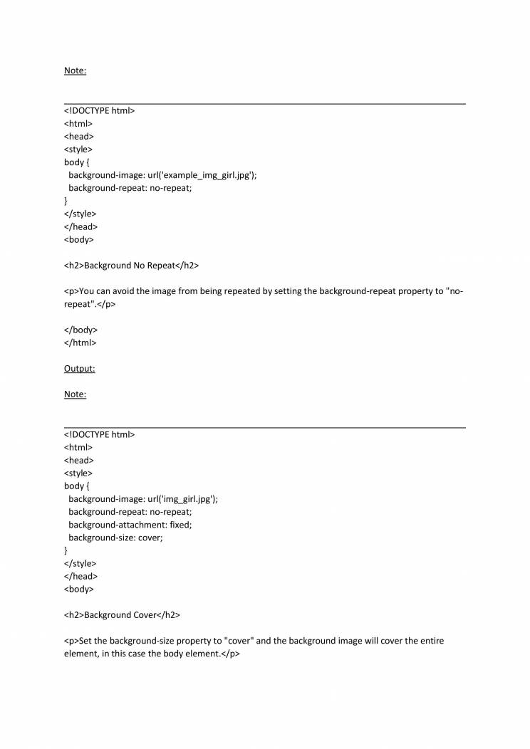 Notes On HTML Programs - Notes - LearnPick India